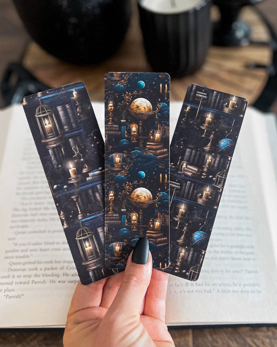 Night Library Dark Academia Soft Touch Matte Bookmark - Planets - 2" x ...